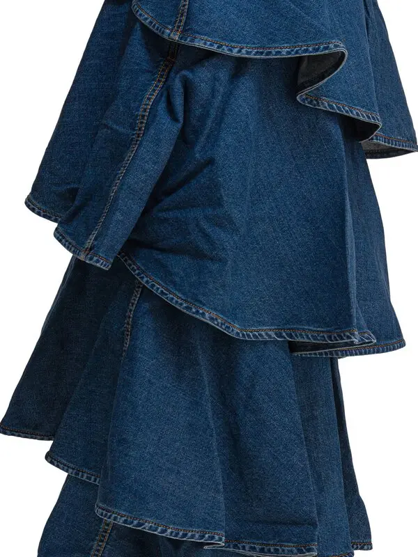 Alaïa Spiral Denim Skirt - Blue