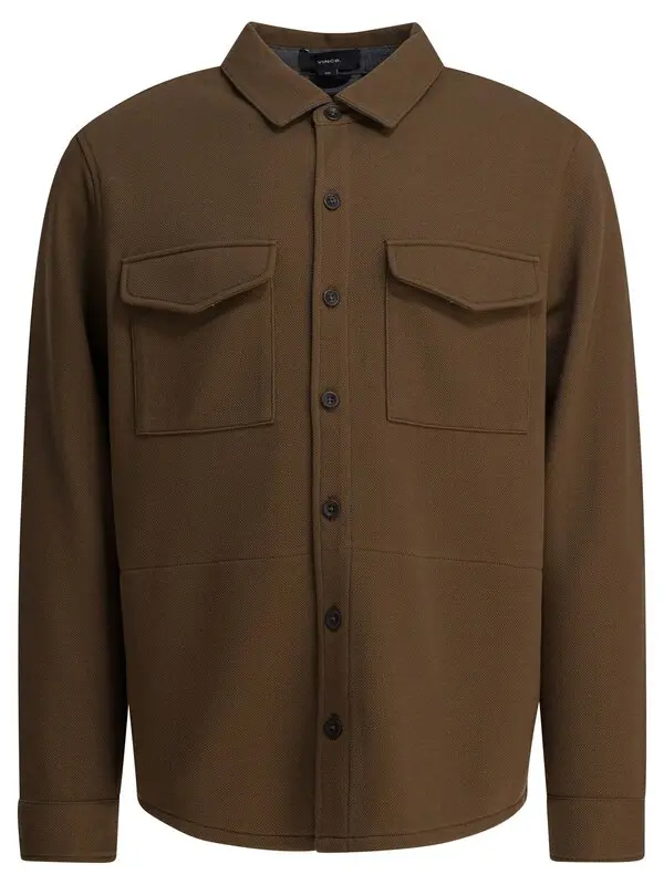 Vince Cotton Overshirt Jacket - Brown