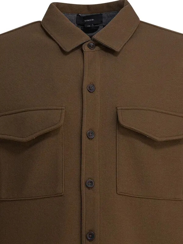Vince Cotton Overshirt Jacket - Brown