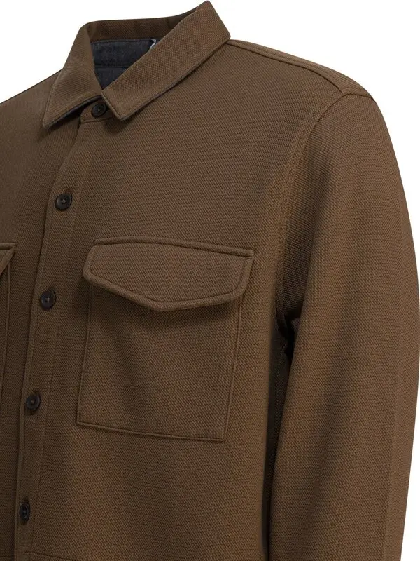 Vince Cotton Overshirt Jacket - Brown