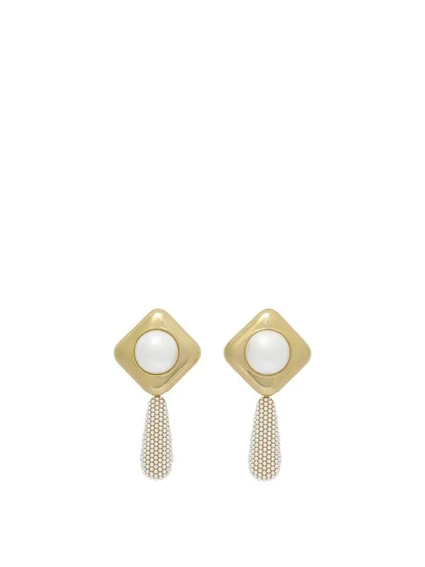 SELF-PORTRAIT Crystal And Faux Pearl Drop Earrings - Gold