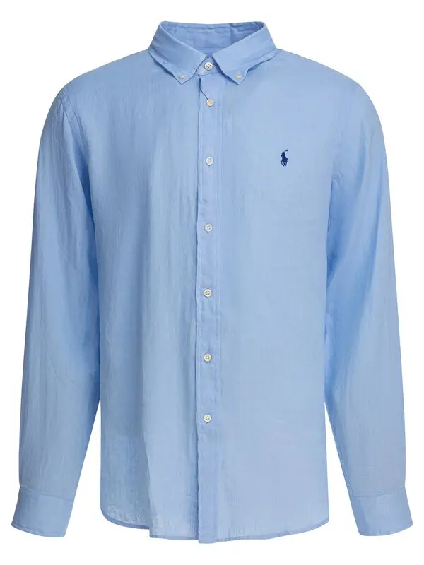 Ralph Lauren Custom Fit Linen Shirt - Blue
