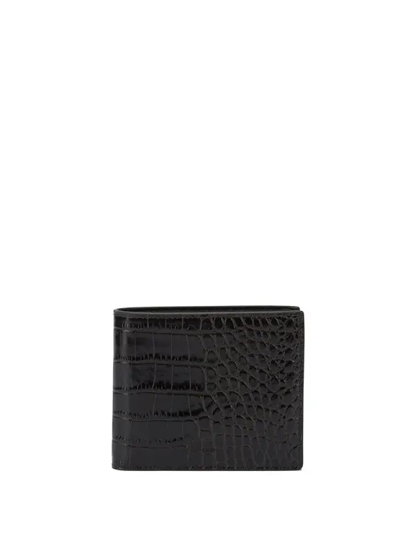 TOM FORD Crocodile Print Leather Wallet - Brown