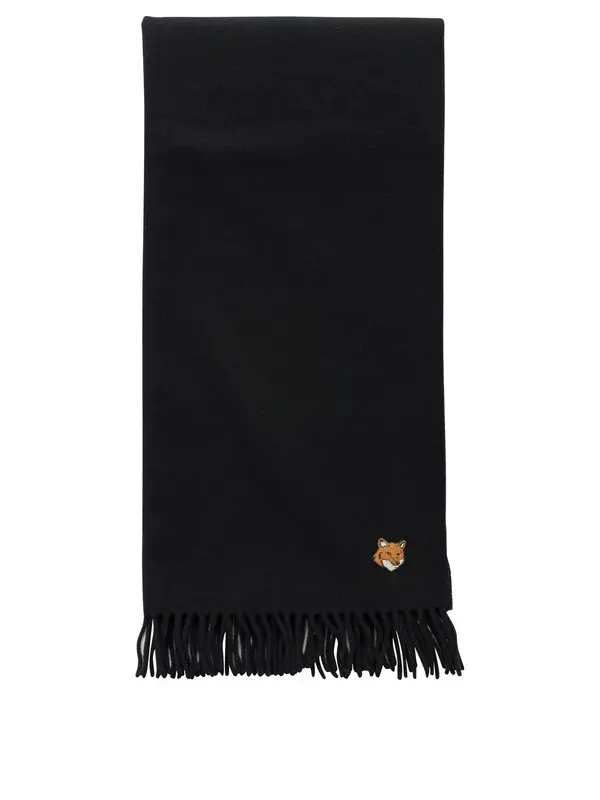 Maison Kitsuné Virgin Wool Fox Scarf - Black