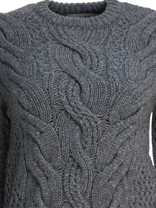 Max Mara Wool-blend Crewneck Sweater With Braids - Grey