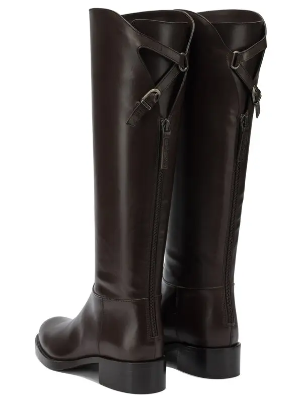 Sartore Leather Knee High Boots - Brown