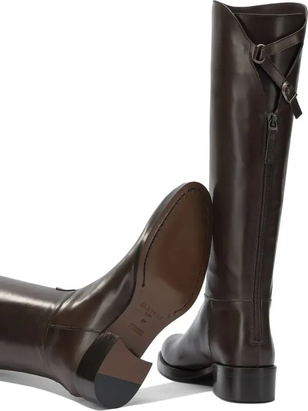 Sartore Leather Knee High Boots - Brown