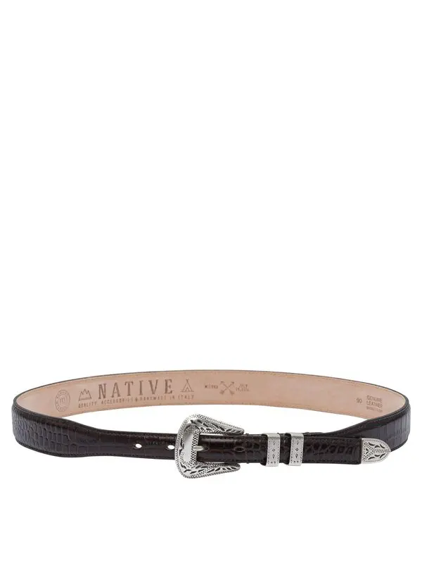 ADRIANO MENEGHETTI Palladium Leather Belt - Brown