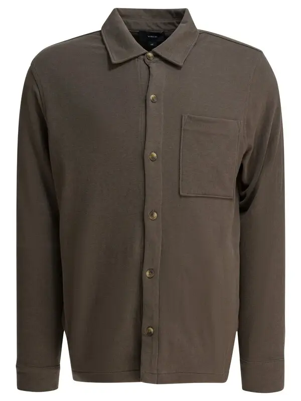 Vince Cotton Suede Overshirt Jacket - Brown