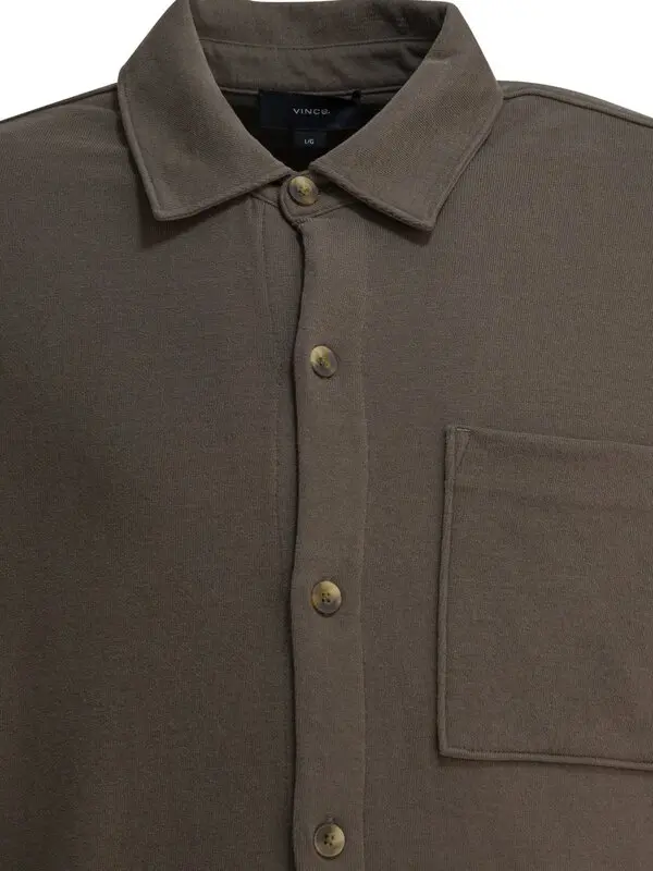 Vince Cotton Suede Overshirt Jacket - Brown