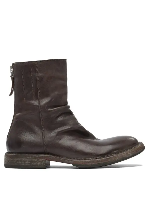 Moma Leather Ankle Boots With Central Zipper