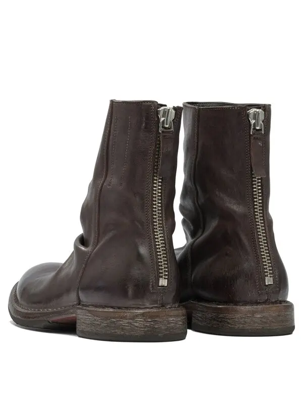 Moma Leather Ankle Boots With Central Zipper