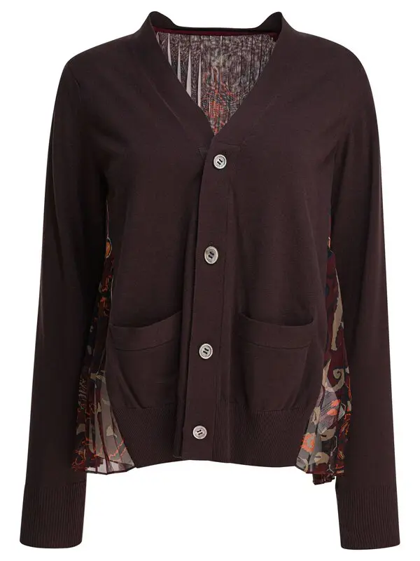 Sacai Floral Print Cardigan - Brown