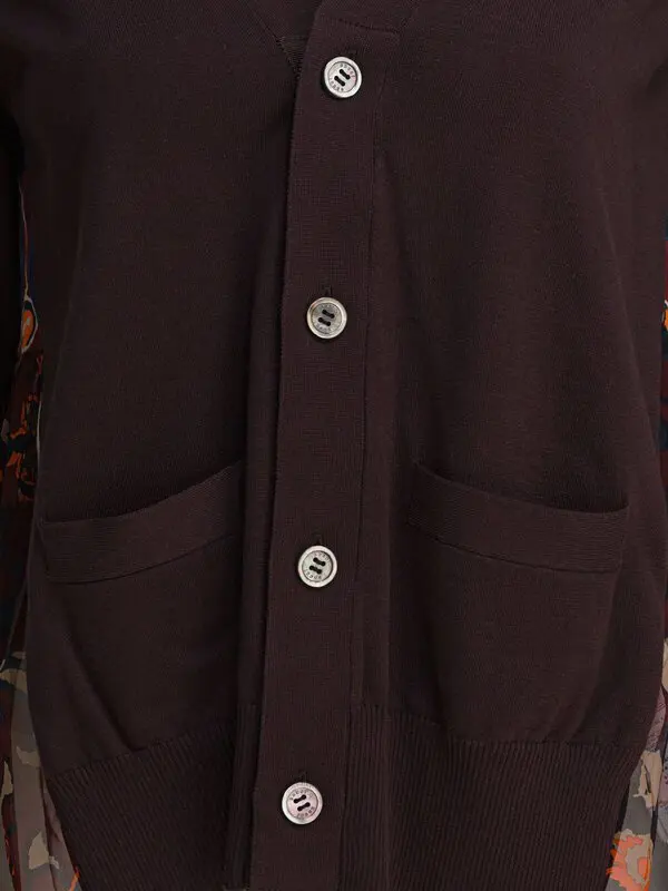 Sacai Floral Print Cardigan - Brown