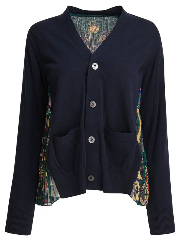 Sacai Floral Print Cardigan - Blue