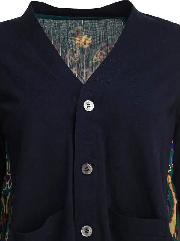 Sacai Floral Print Cardigan - Blue