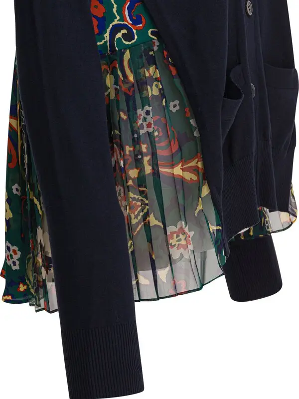 Sacai Floral Print Cardigan - Blue