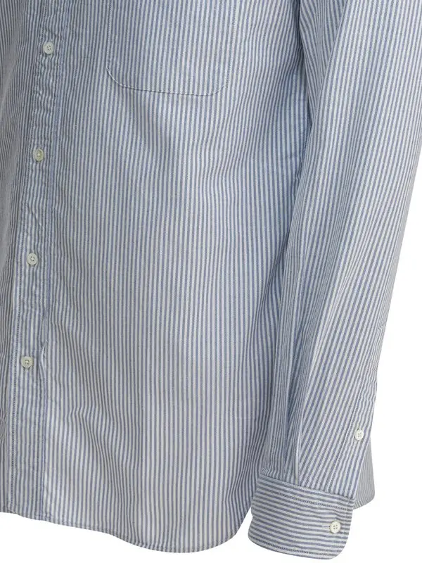 BEAMS Cotton Striped Shirt - Blue