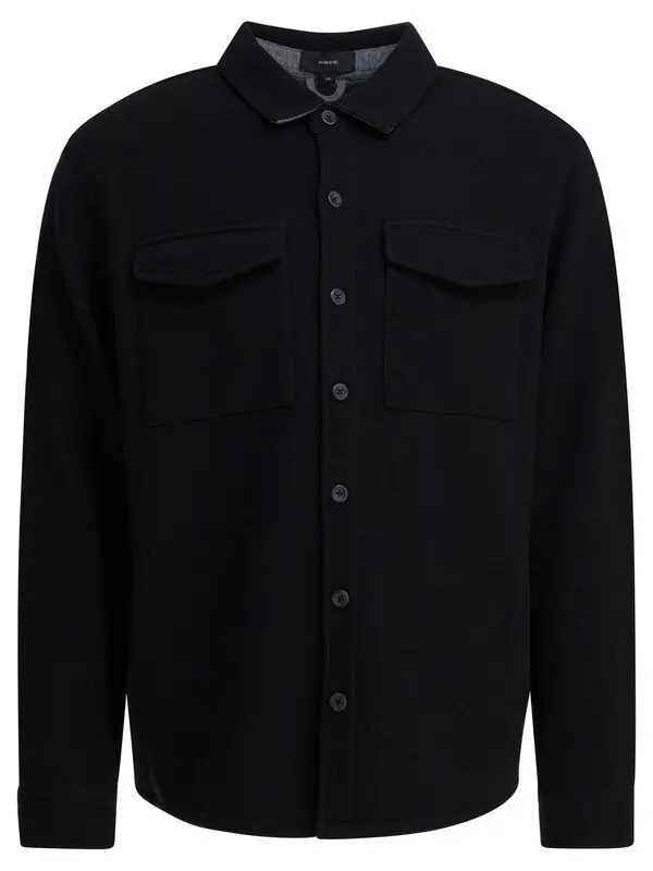 Vince Cotton Blend Overshirt Jacket - Blue
