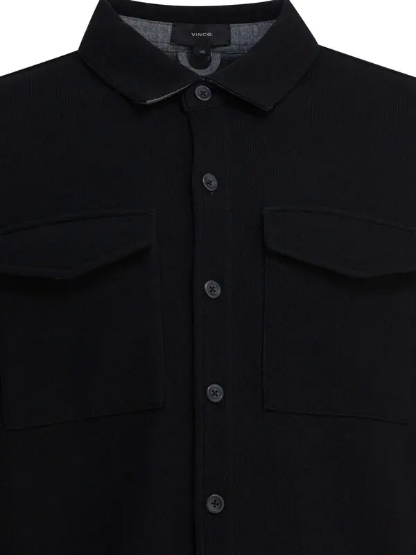 Vince Cotton Blend Overshirt Jacket - Blue