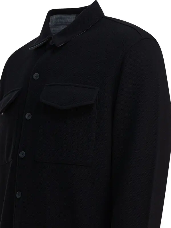 Vince Cotton Blend Overshirt Jacket - Blue