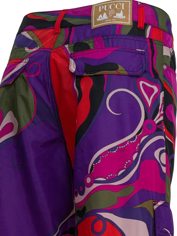 Emilio Pucci Orchidee Print Cargo Pants - Purple