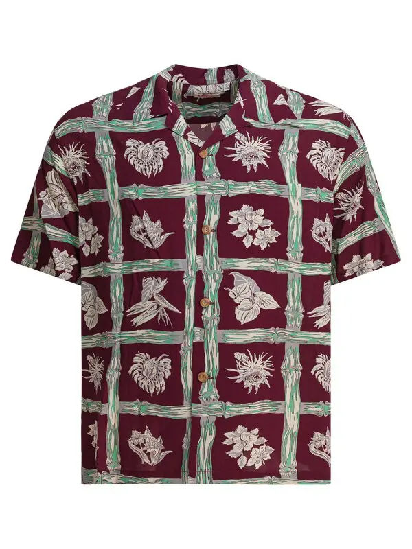 SUN SURF Island Plants' Shirt - Bordeaux