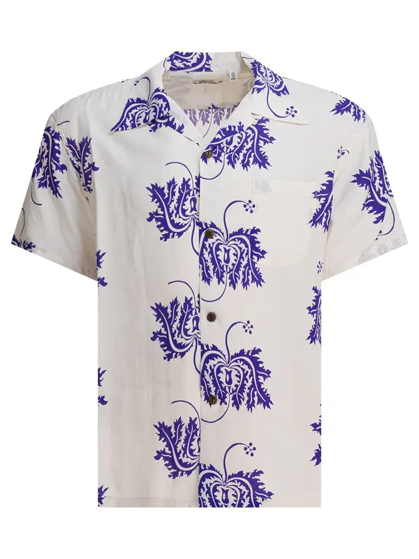 SUN SURF Hibiscus Coral' Shirt - White