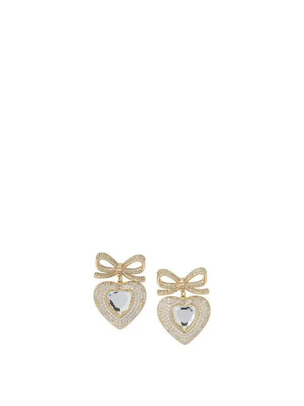 SELF-PORTRAIT Heart-shaped Embellished Earrings - Gold