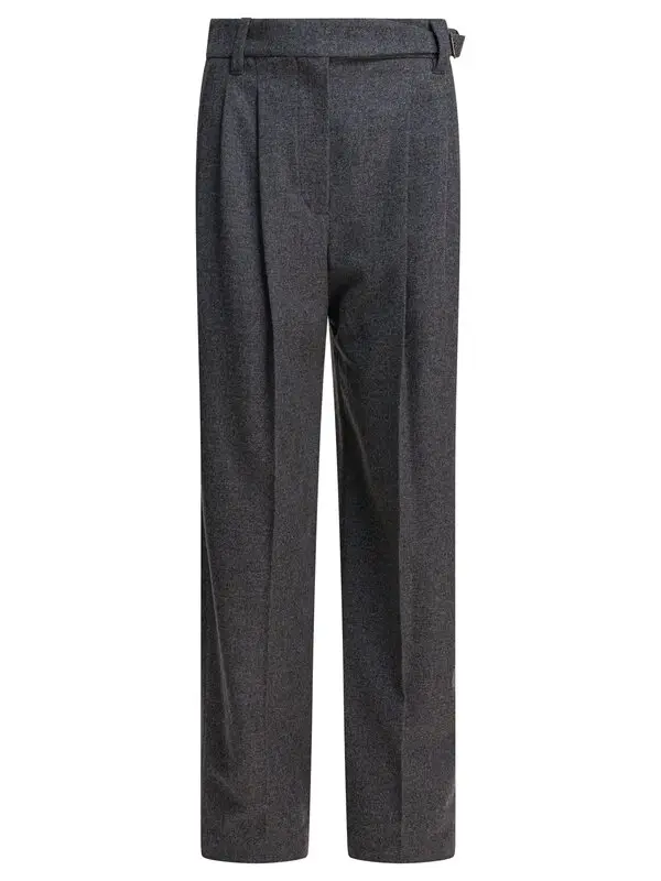 Brunello Cucinelli Wool Pants With Belt - Grey