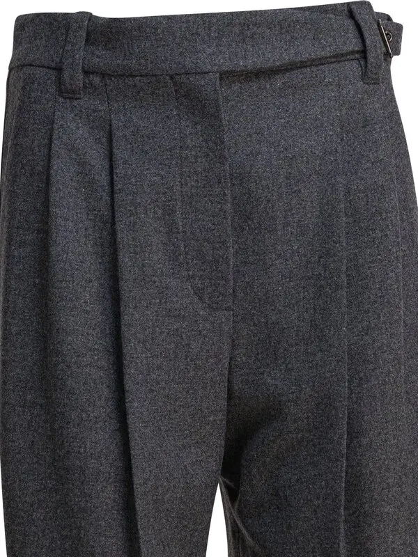 Brunello Cucinelli Wool Pants With Belt - Grey