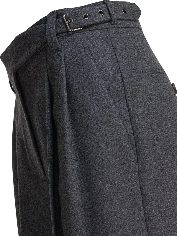 Brunello Cucinelli Wool Pants With Belt - Grey