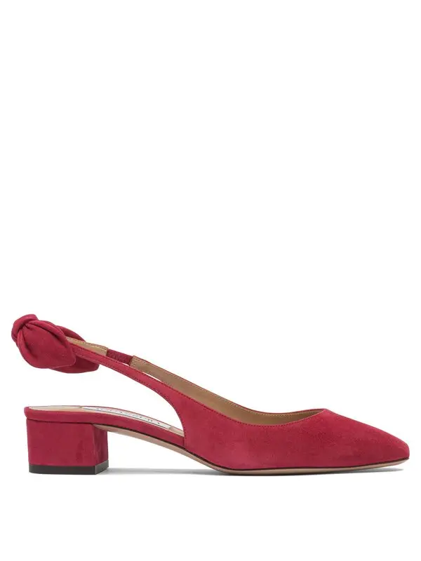 AQUAZZURA Very Bow Tie Sling Heeled Shoes - Red