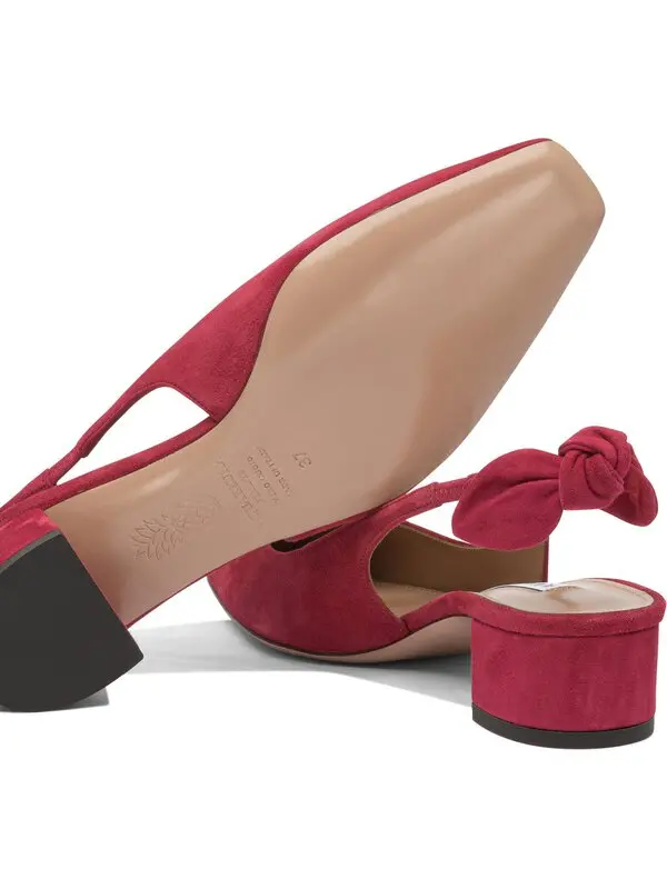 AQUAZZURA Very Bow Tie Sling Heeled Shoes - Red