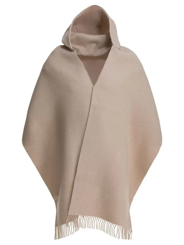 Brunello Cucinelli Wool And Cashmere Hooded Scarf - Beige