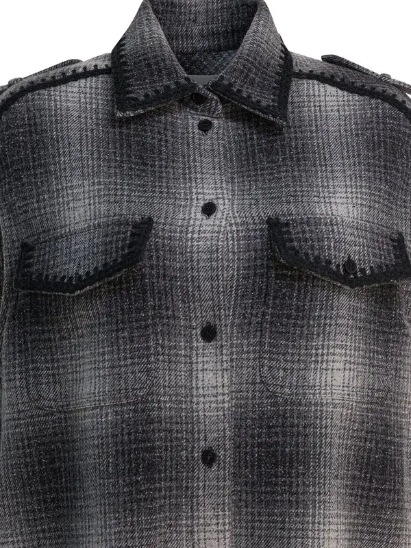 GOLDEN GOOSE Wool-blend Chemisier Shirt Dress - Grey