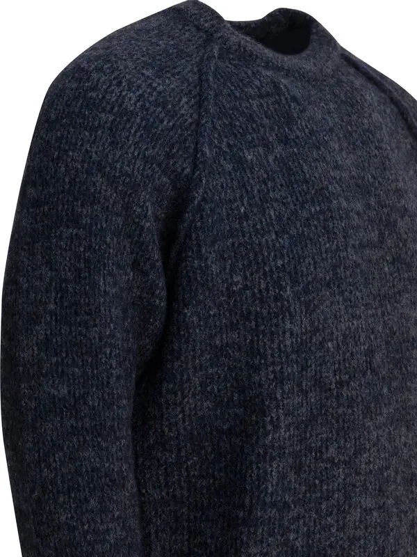 RAKKI Wool Blend Crew Neck Sweater - Blue