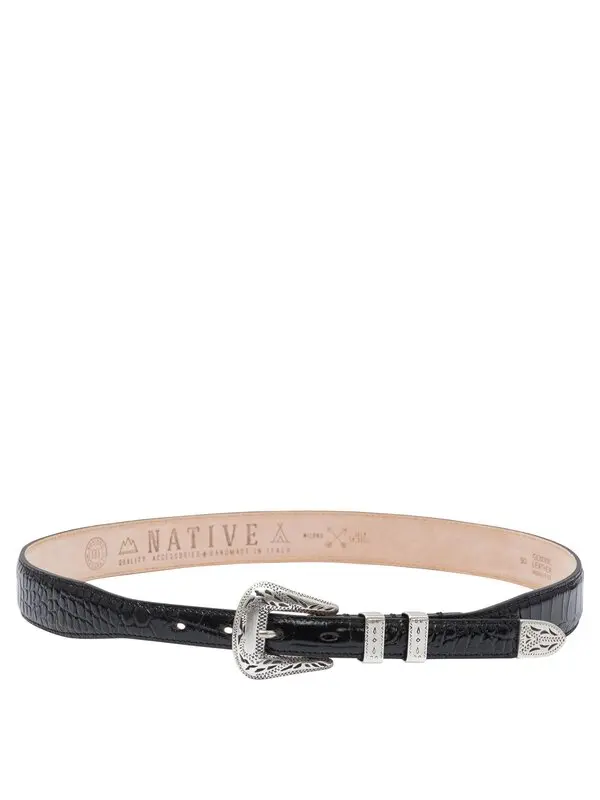 ADRIANO MENEGHETTI Palladium Leather Belt - Black