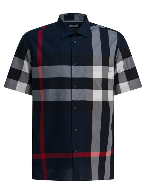 Burberry Check' Cotton Shirt - Blue