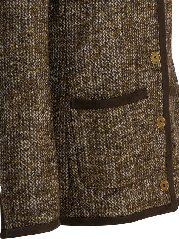 GOLDEN GOOSE Wool Blend Tweed Jacket - Brown