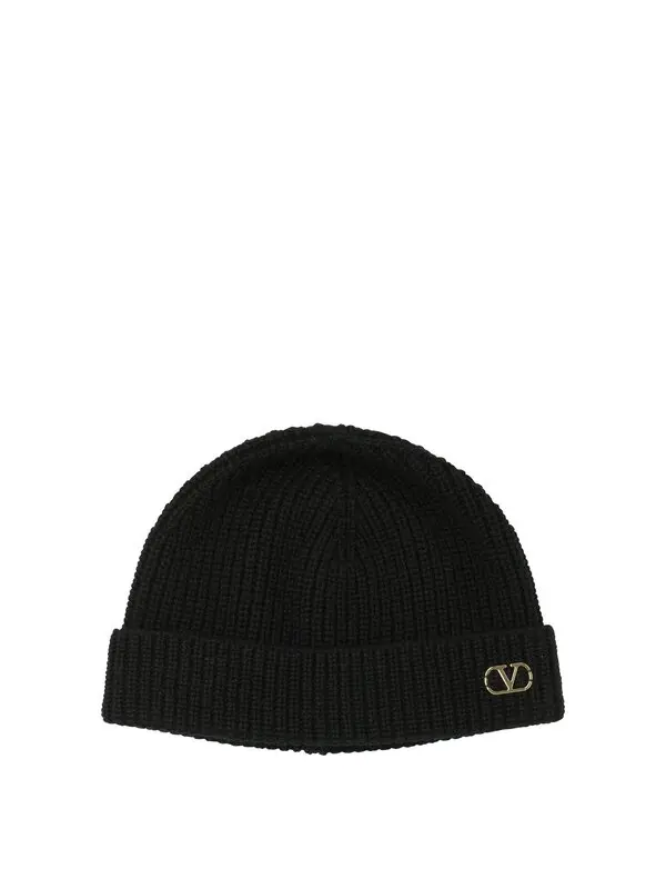 Valentino Garavani Signature Vlogo Cashmere Beanie - Black