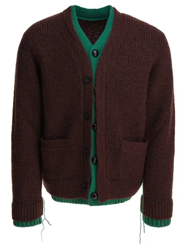 Sacai Wool Blend Cardigan - Brown