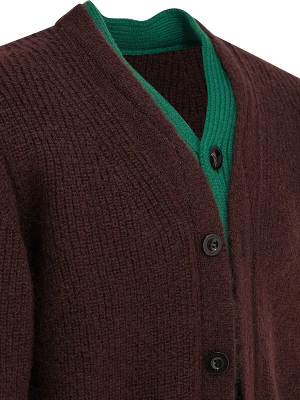 Sacai Wool Blend Cardigan - Brown