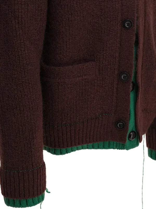 Sacai Wool Blend Cardigan - Brown