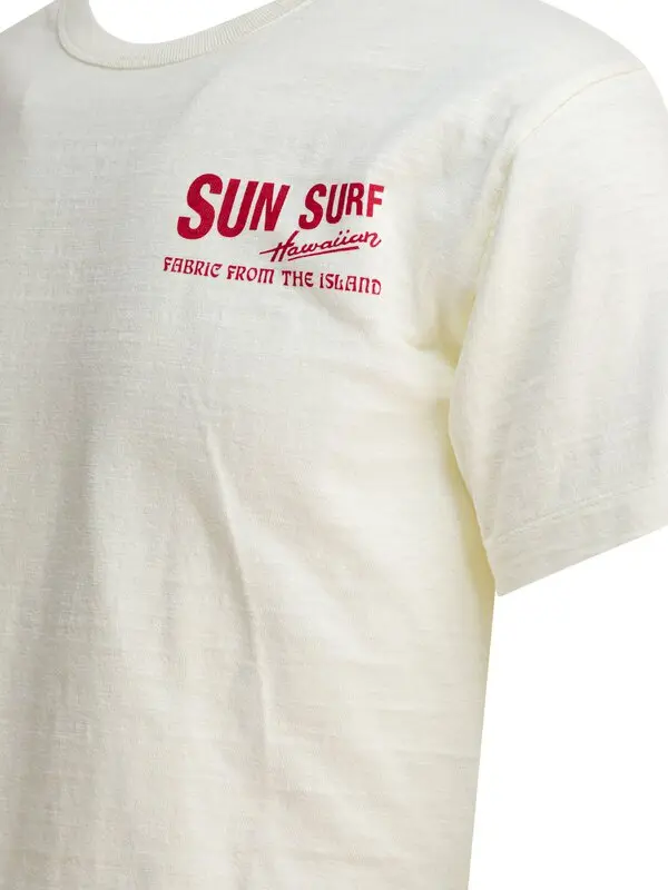 SUN SURF T Shirt With Logo - Beige