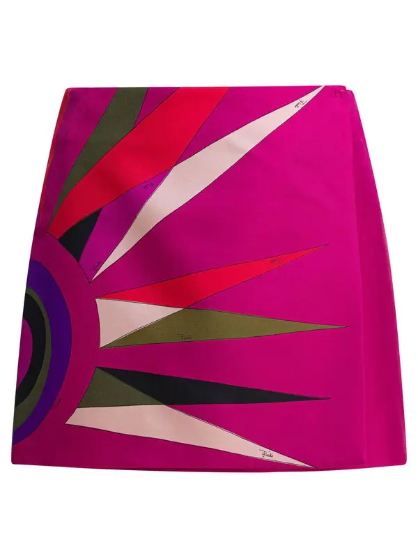 Emilio Pucci Hawaii Print Silk Twill Miniskirt - Fuchsia