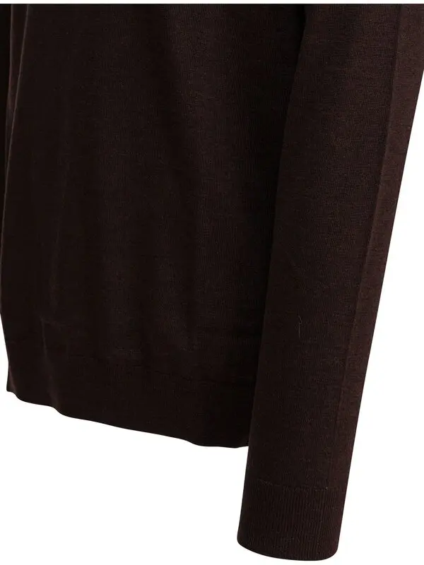 NN.07 Sergio' Merino Wool Polo Sweater - Brown