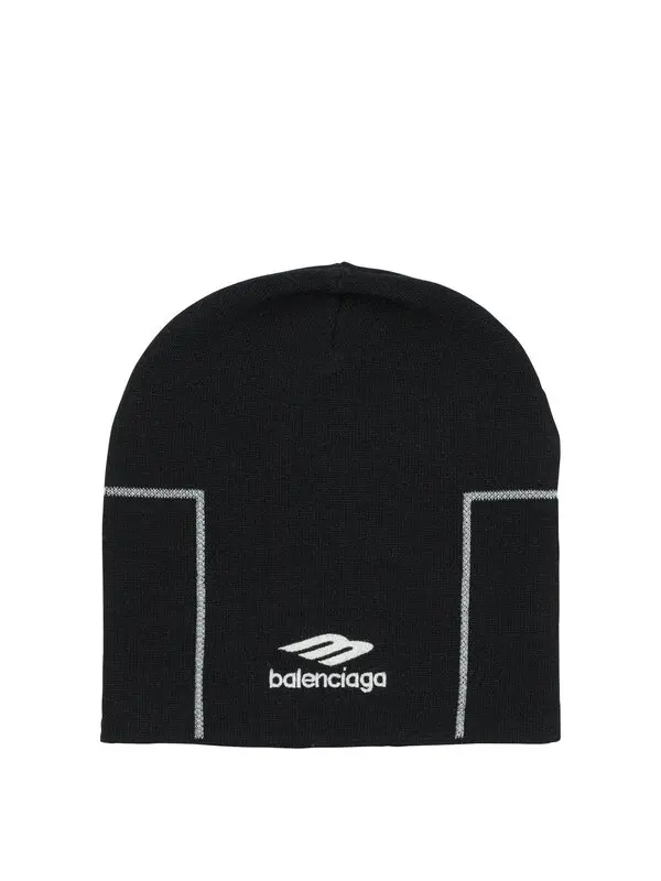 Balenciaga Sporty 3b Sports Beanie - Black