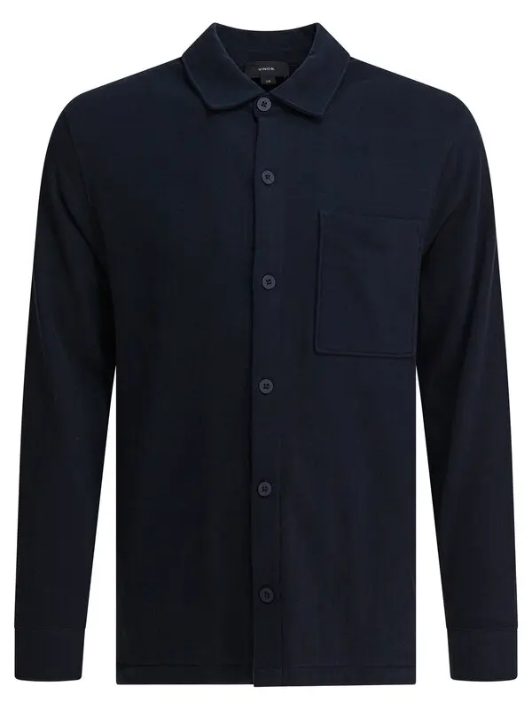 Vince Cotton Suede Overshirt Jacket - Blue
