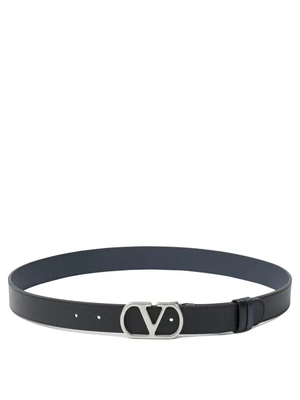 Valentino Garavani Vlogo Reversible Calfskin Belt - Black